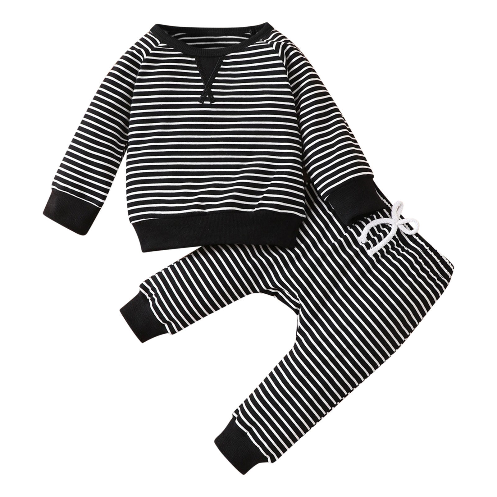 ameIAEA Toddler Baby Boy Girl Outfit Striped Long Sleeve Sweatshirts ...