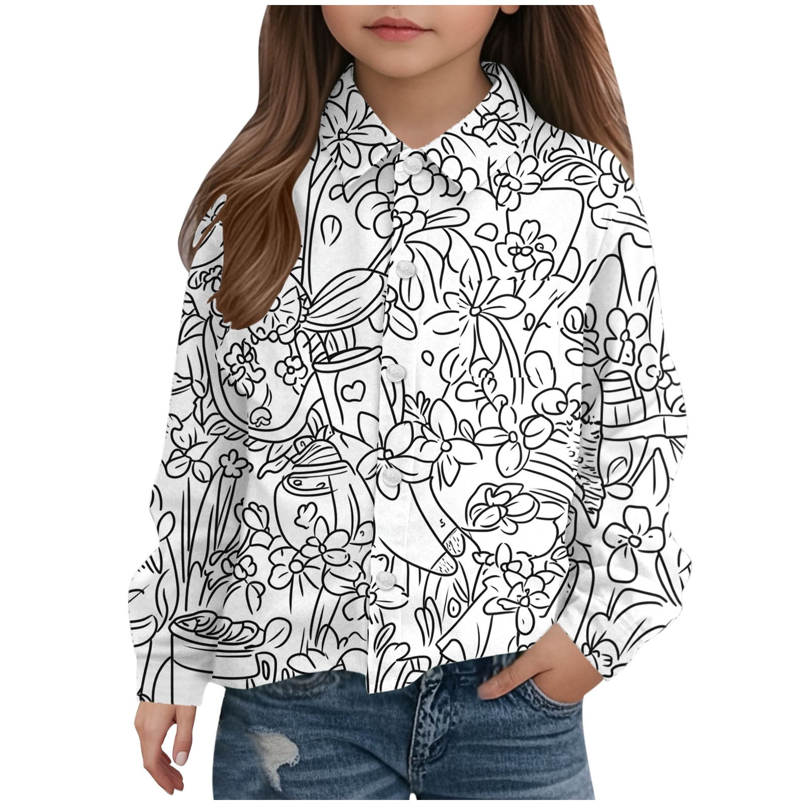 ameIAEA Toddler Baby Boys Girls Botton Down Shirts Kids Long Sleeve ...