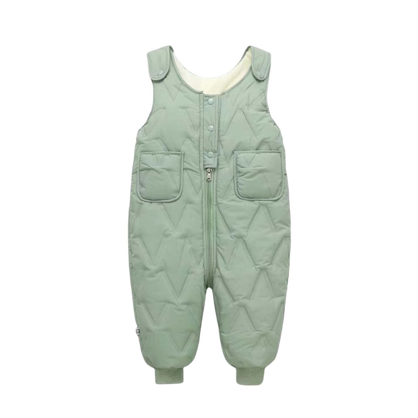 ameIAEA Toddler Baby Boys Girls Fleece Lined Overalls Infant Sleeveless Zip Up Romper Button ...