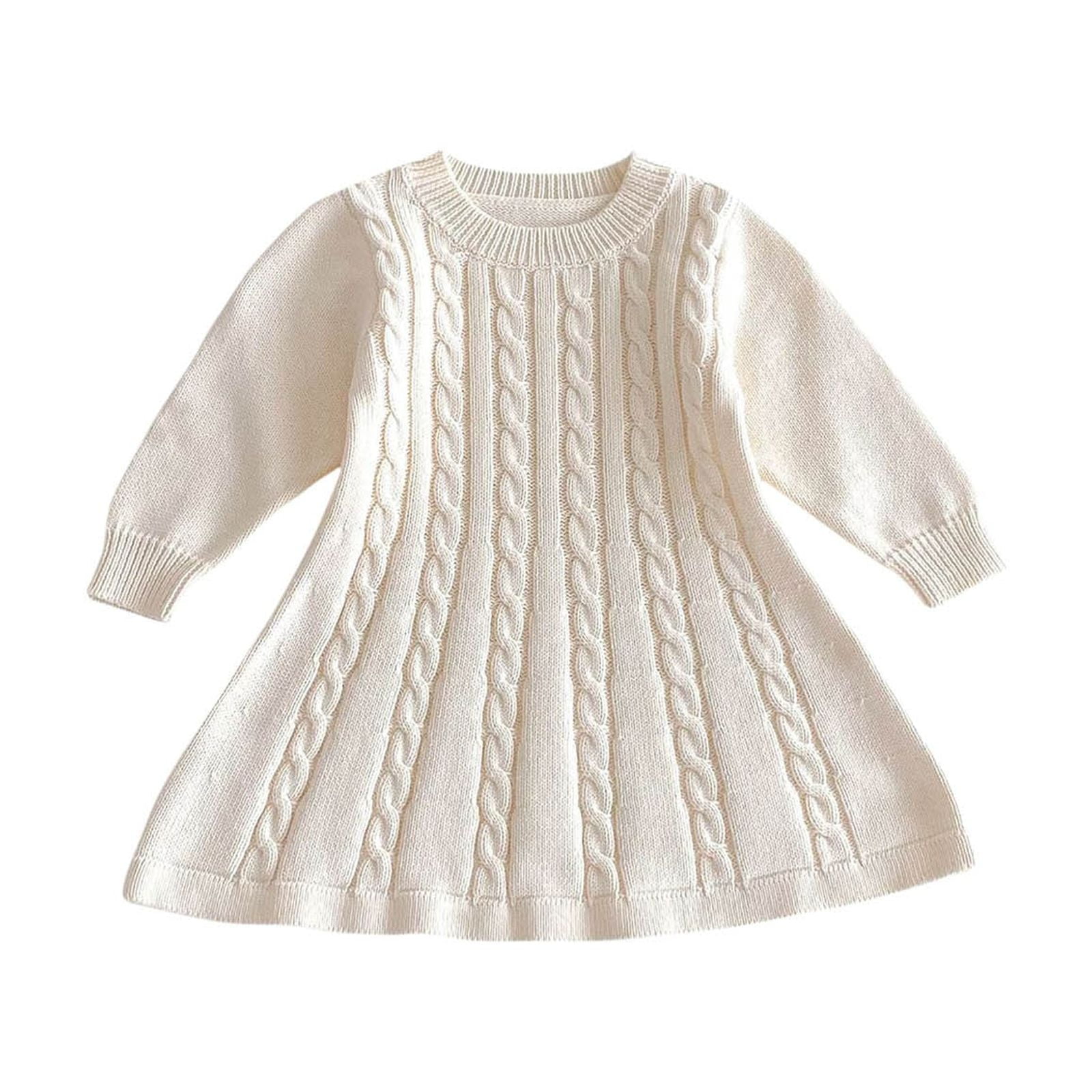 ameIAEA Toddler Girl Long Sleeve Dress Baby Crewneck Knit Sweater ...