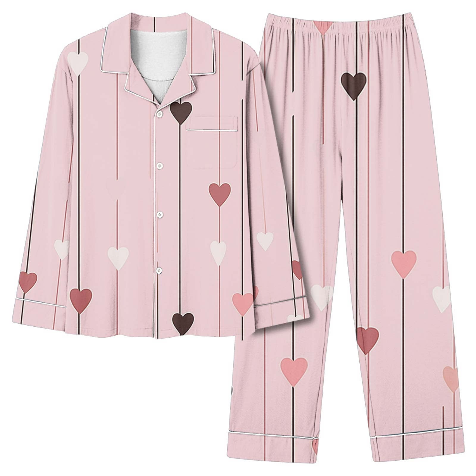 ameIAEA Valentine's Pajamas for Women 2 Piece Button Down Sleepwear ...