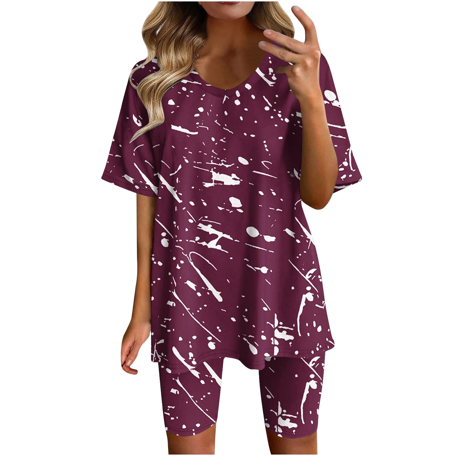 ameIAEA Women's Athletic Clothing Sets 2 Piece Striped Outfit Short ...