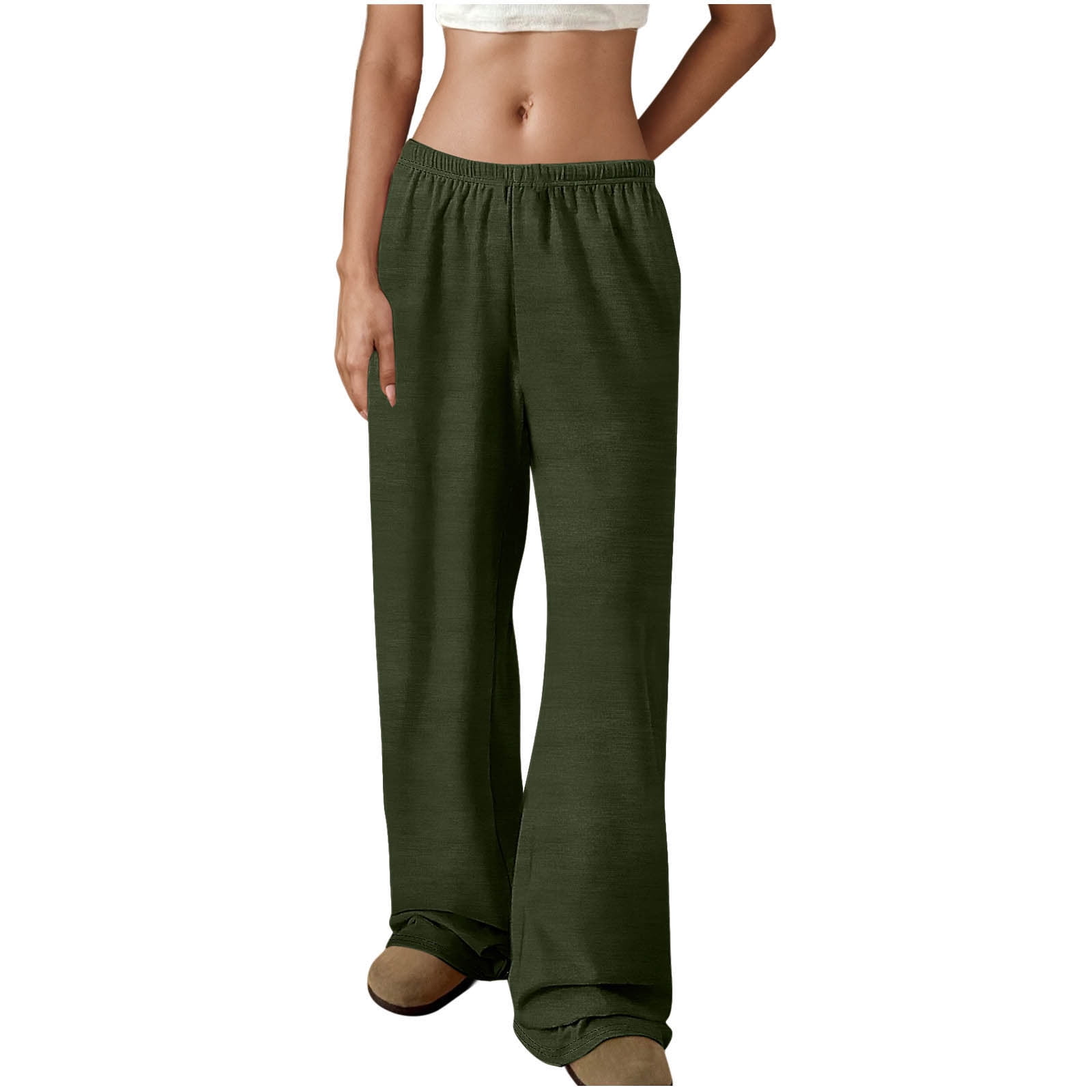 ameIAEA Women's Elastic Waisted Pants Wide Leg Lounge Pajama Pants ...