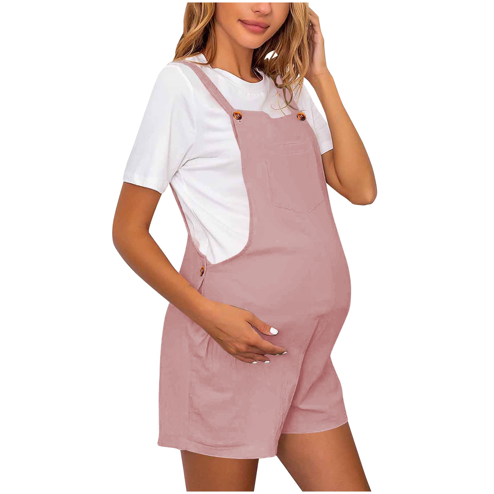 ameIAEA Women's Maternity Overalls Shorts Pregnancy Casual Sleeveless ...