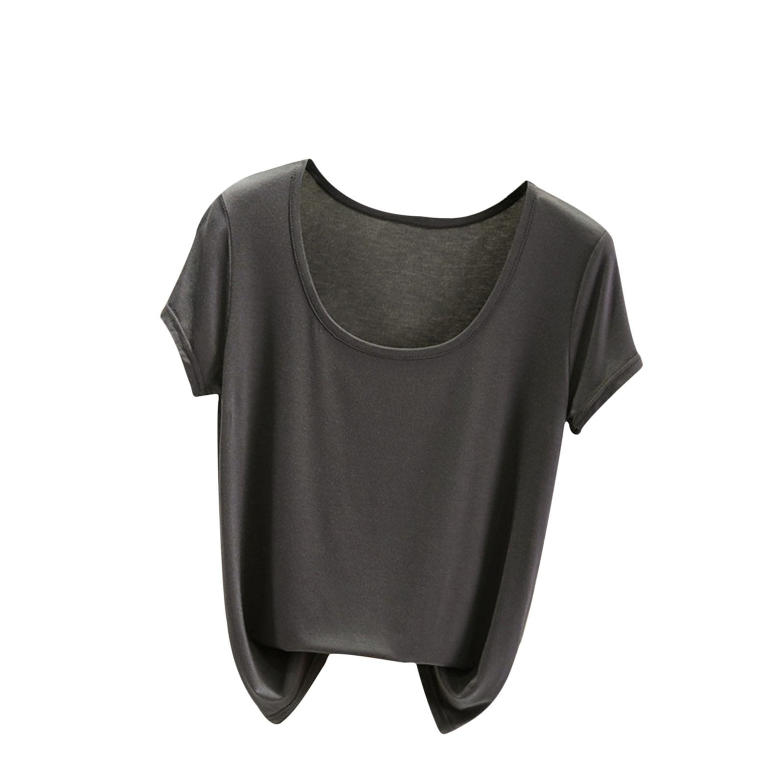 ameIAEA Women's Solid Color Summer Basic Tee Tops Short Sleeve Round ...