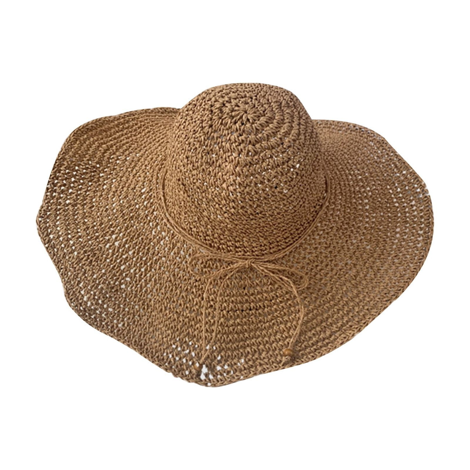 ameIAEA Womens Beach Sun Straw Hat Travel Foldable Wide Brim Summer Sun ...