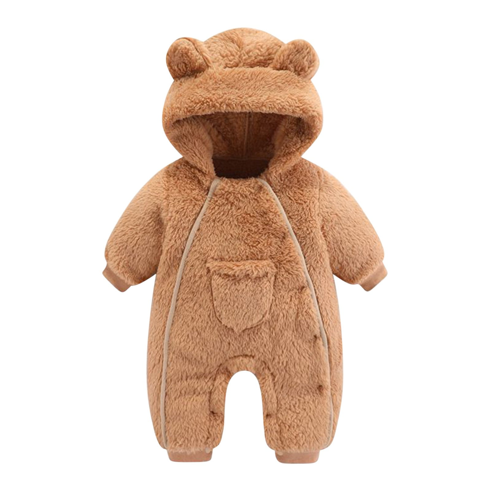 ameIAEA Infant Baby Fleece Jumpsuits Long Sleeve Button Winter Romper Warm Hooded Outfits for ...