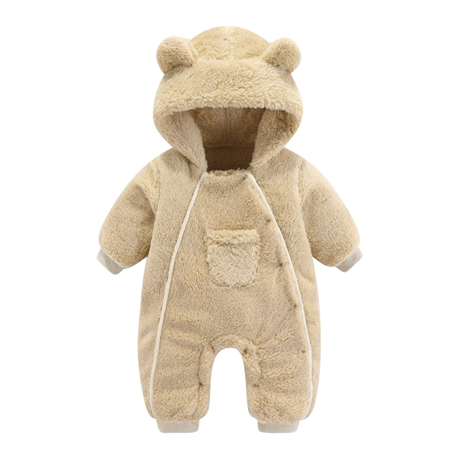 amelAEA Infant Baby Fleece Jumpsuits Long Sleeve Button Winter Romper ...