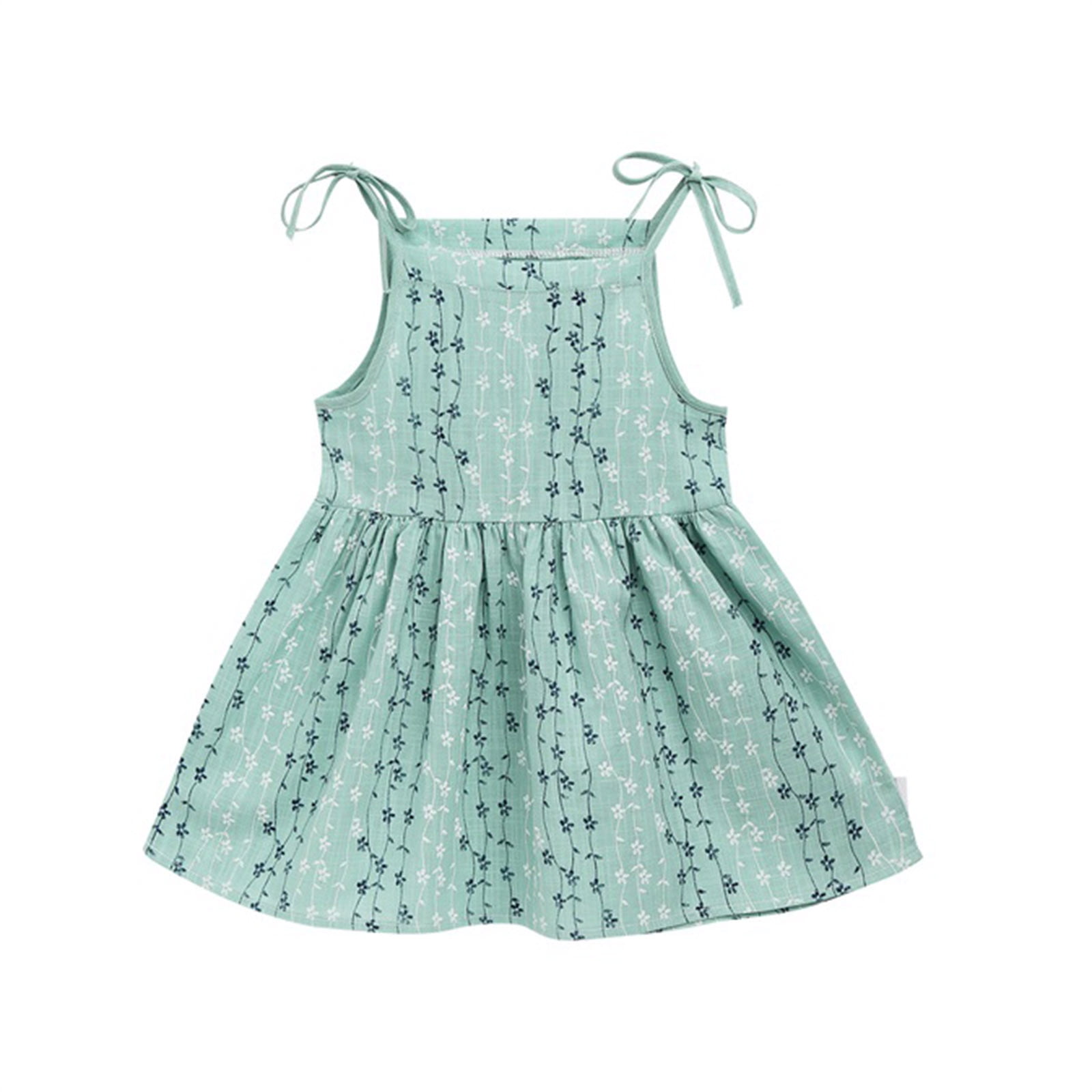 ameIAEA Toddler Girl Cotton Linen Summer Dress Spaghetti Strap Printed ...