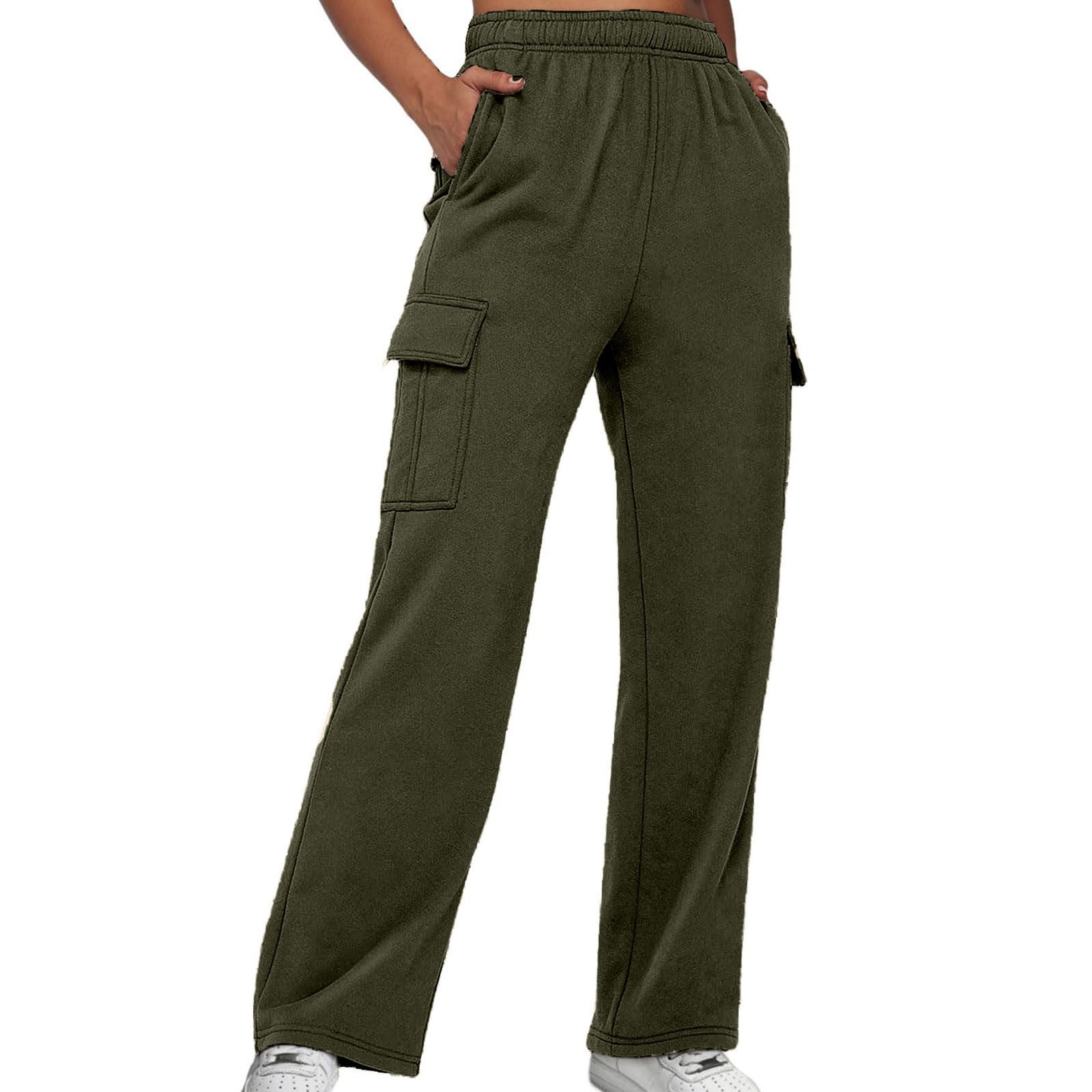 ameIAEA Womens High Waisted Wide Leg Cargo Pants Baggy Sweatpants with ...
