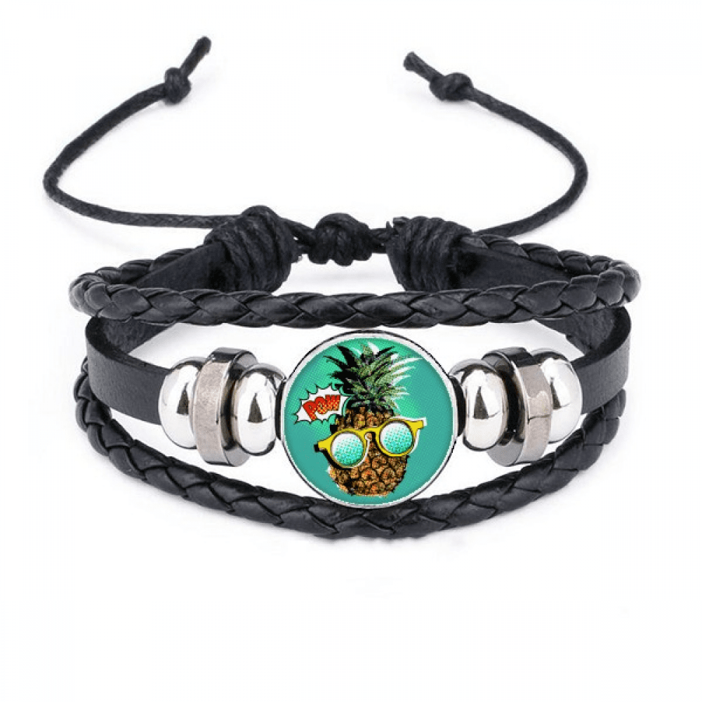 american coc style pineapple fruit bracelet braided leather woven ...