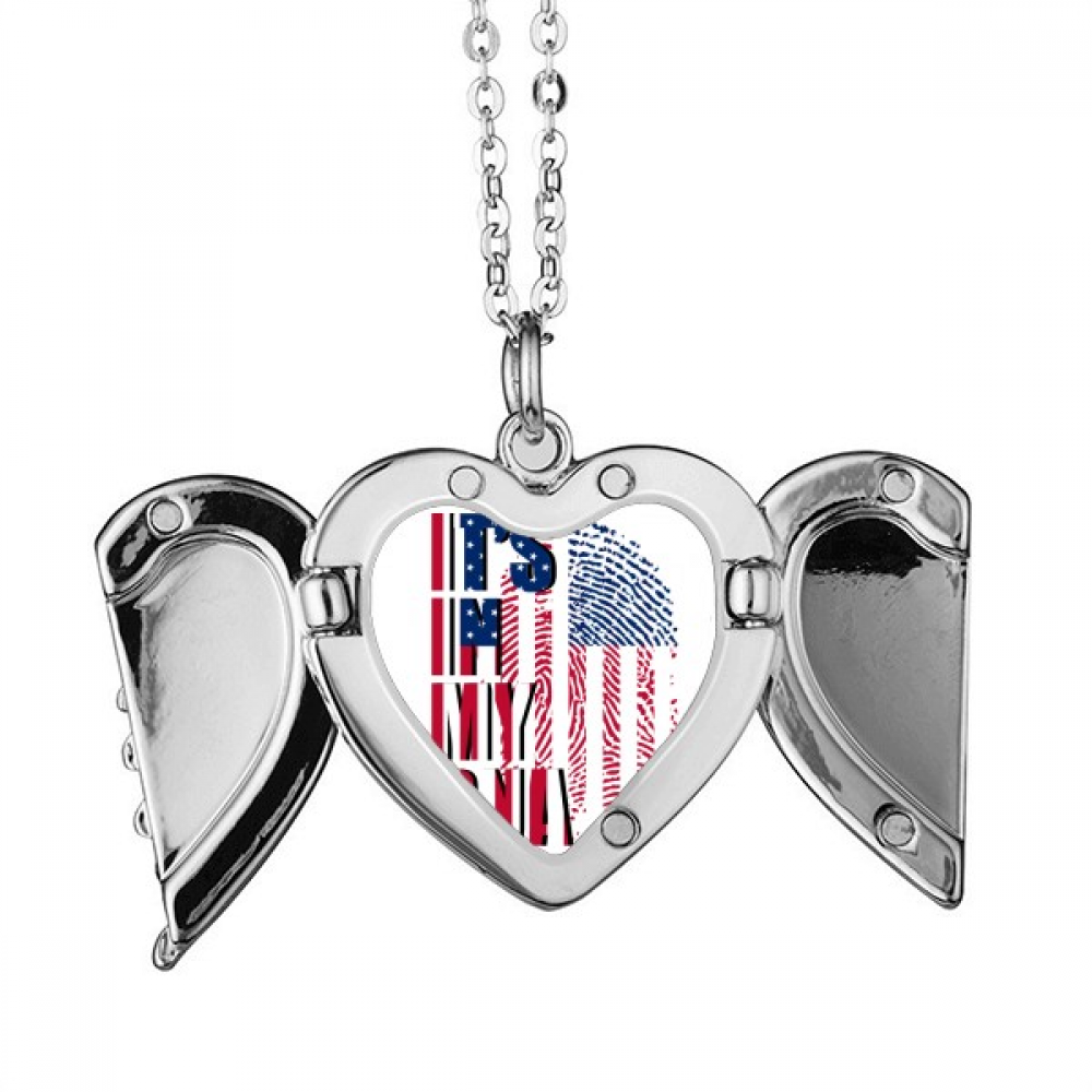 american flag fingerprint gene angel wings necklpendant fashion ...