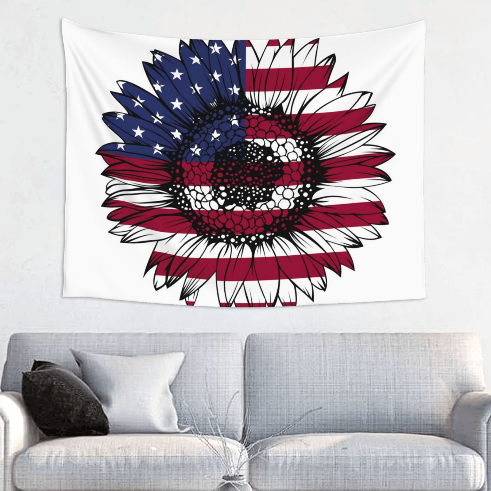 american_flag_sunflower Tapestry Home Decor Tapestry Wall Hanging ...