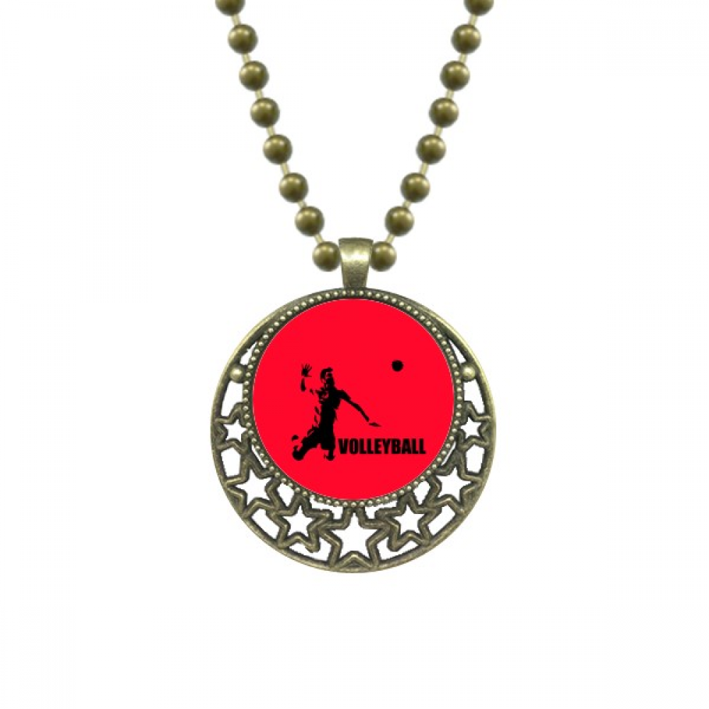 american sports volleyball pendant star necklmoon chain jewelry ...