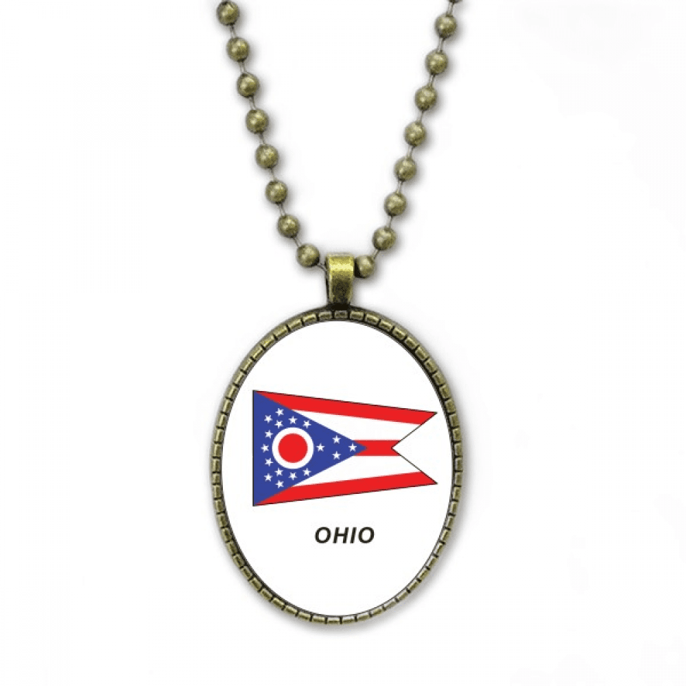 american state flag contour ohio necklace vintage chain bead pendant ...