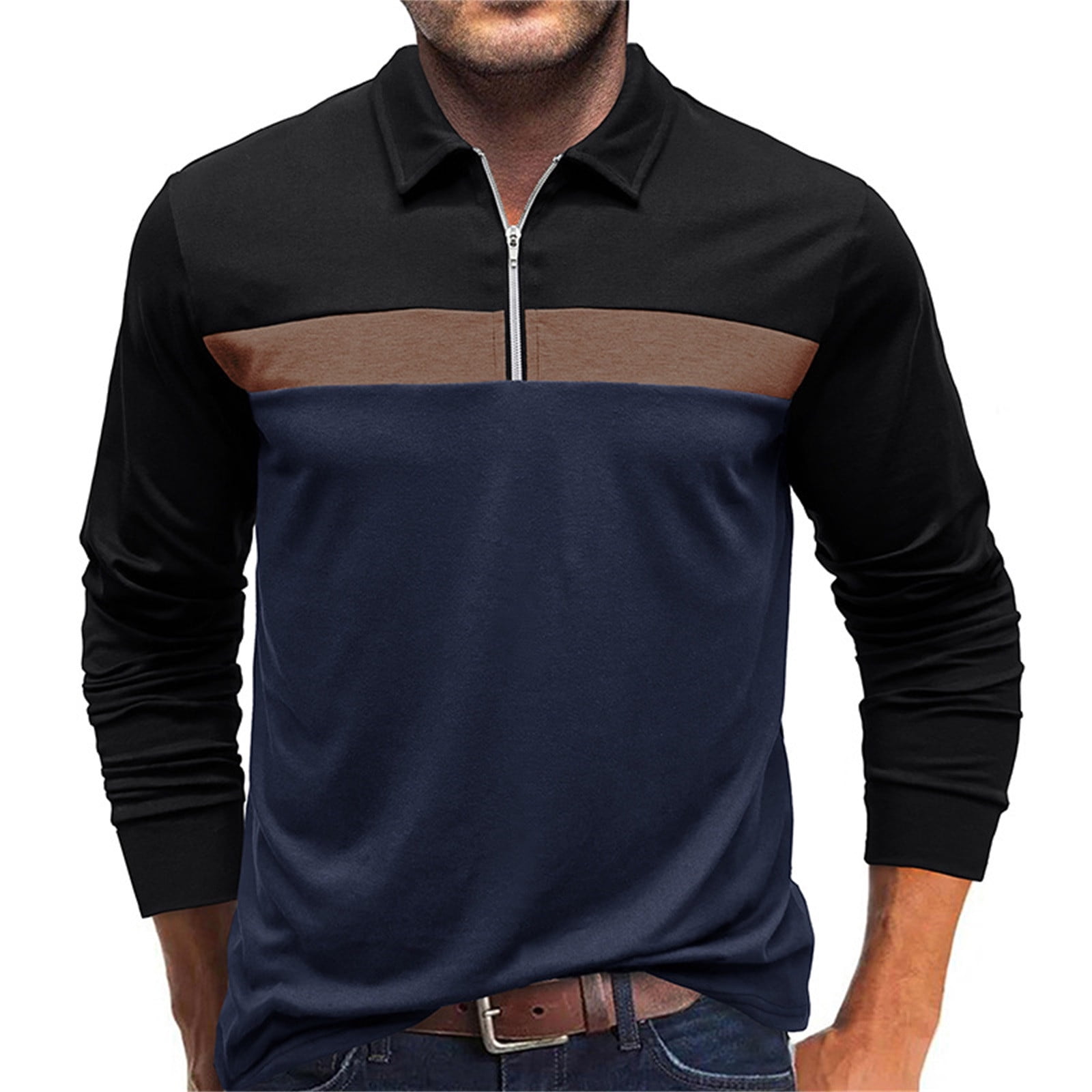 amidoa Mens Shirts Long Sleeve Cotton Quarter Zip Henley T Shirts ...