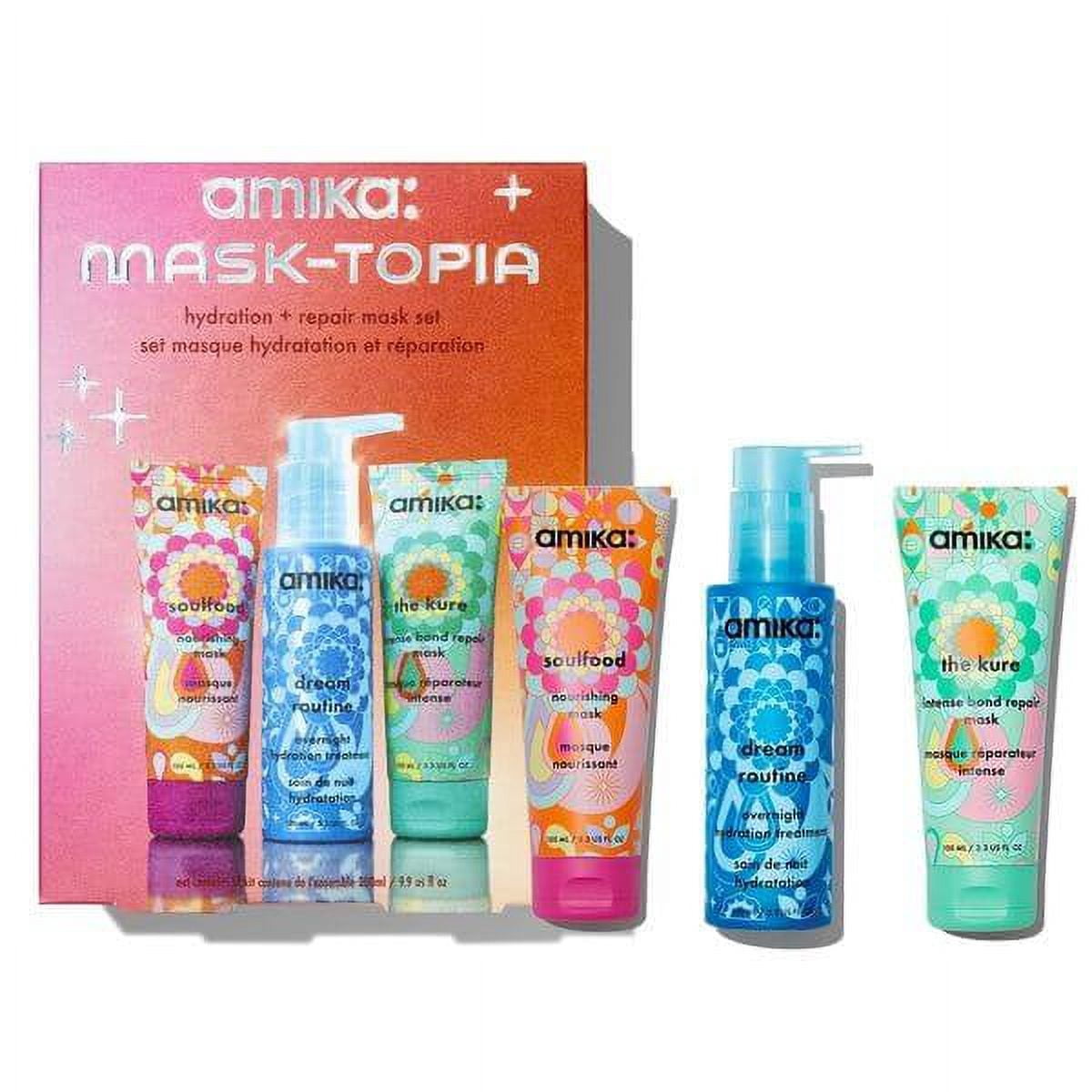 Amika Mask-Topia Hair Mask Set, Hydration & Repair Trio With Overnight ...
