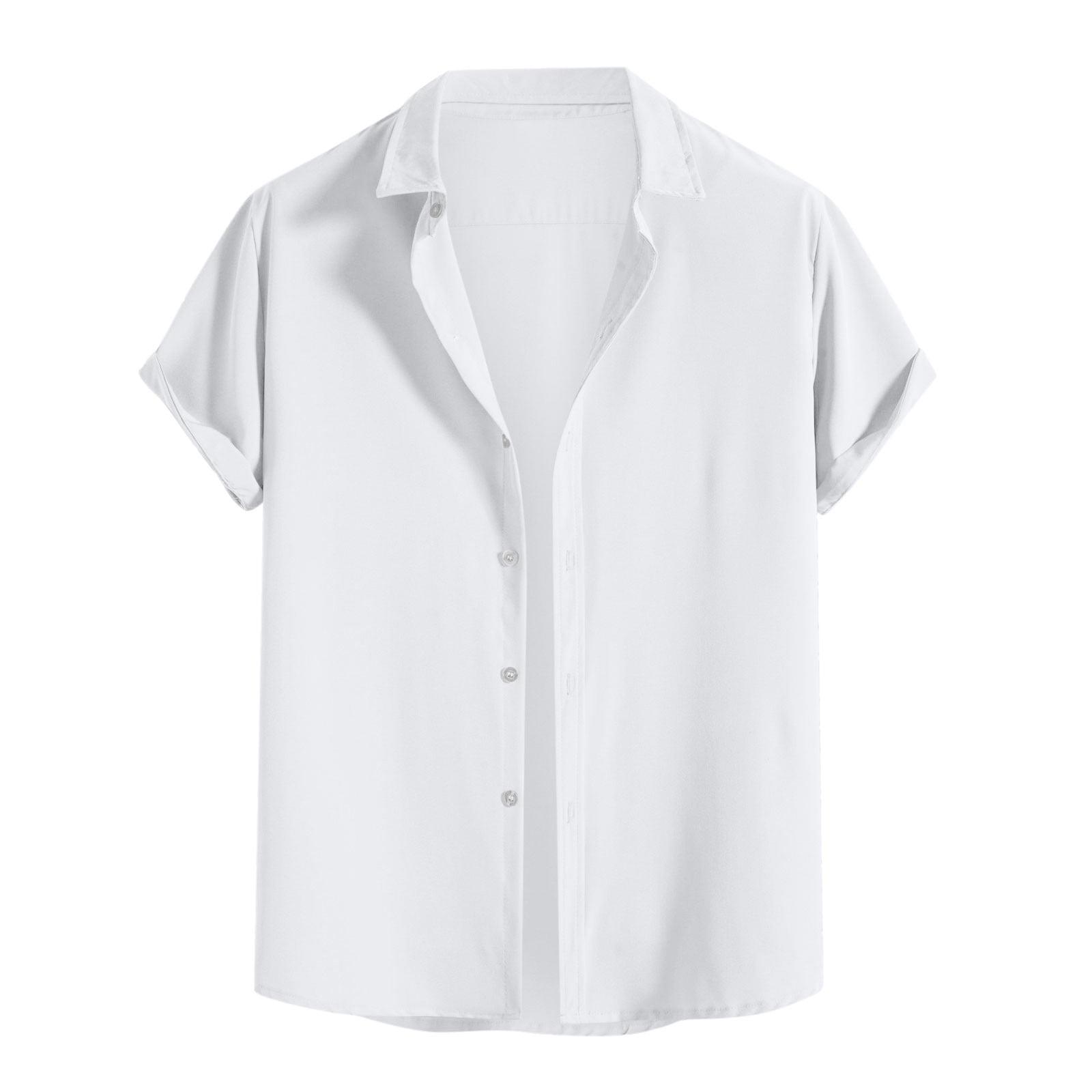 amkenre Button Shirts Men Solid Color Short Sleeve Lapel Neck T-Shirts ...