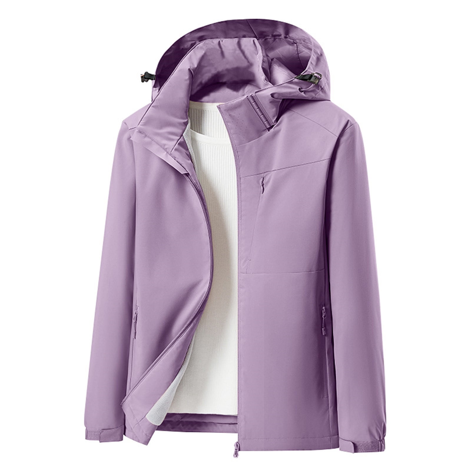 amkenre Ladies Trench Coats Solid Color Long Sleeve Breathable Zipper ...