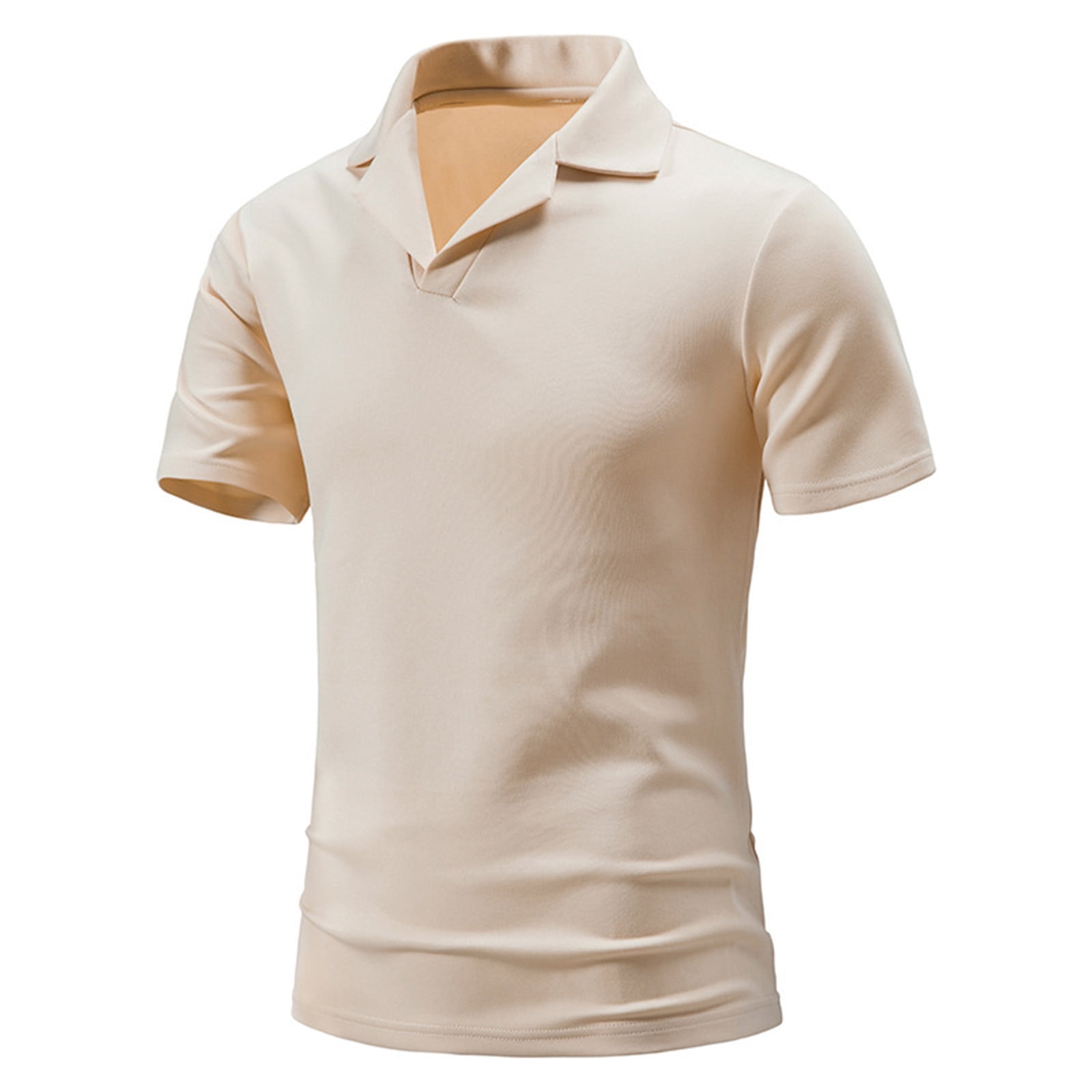 amkenre Mens Dress Shirts Solid Color Short Sleeve Button Lapel Neck T ...