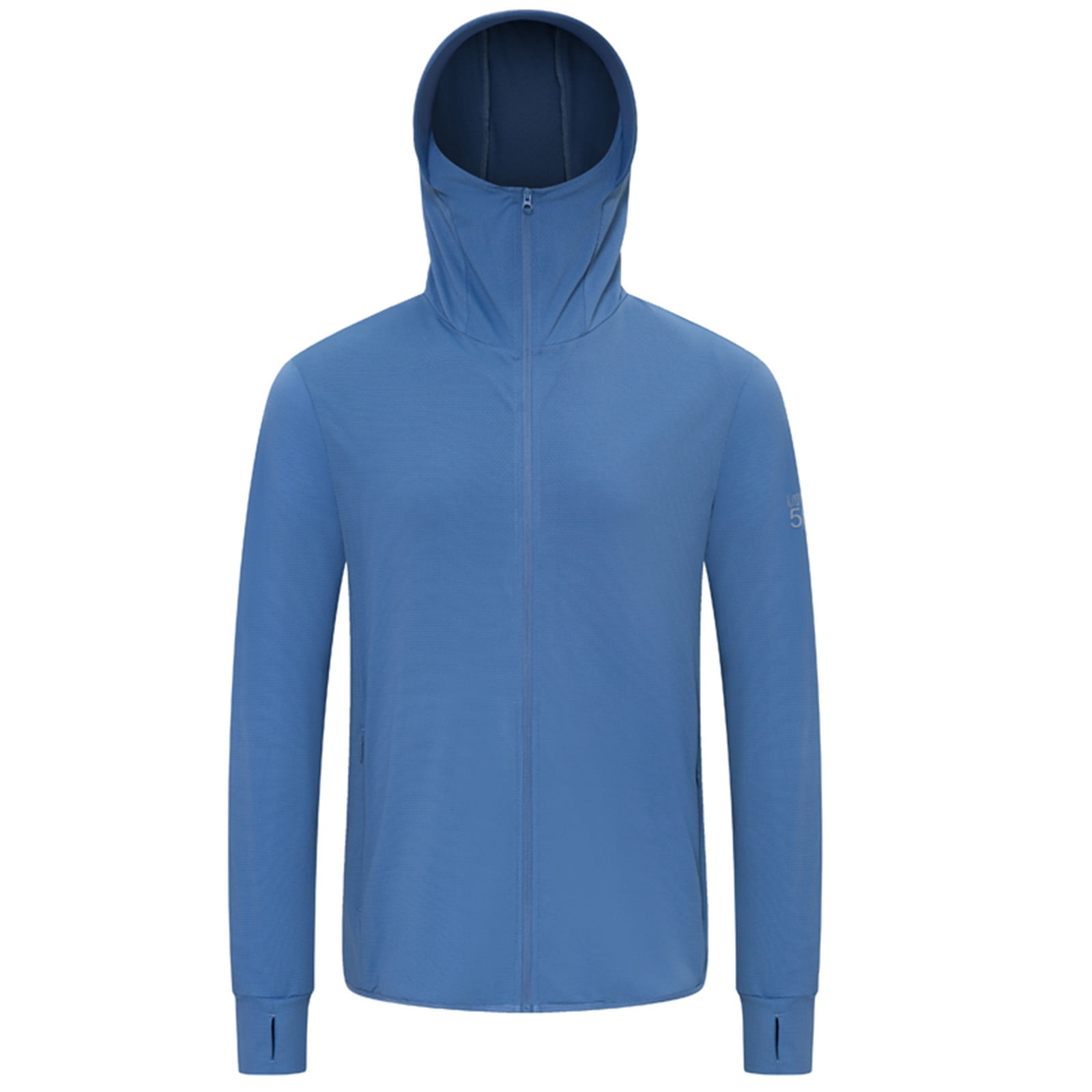 amkenre Mens Tops Sun-Proof Hooded Long Sleeves Jacket Pockets Zipper ...