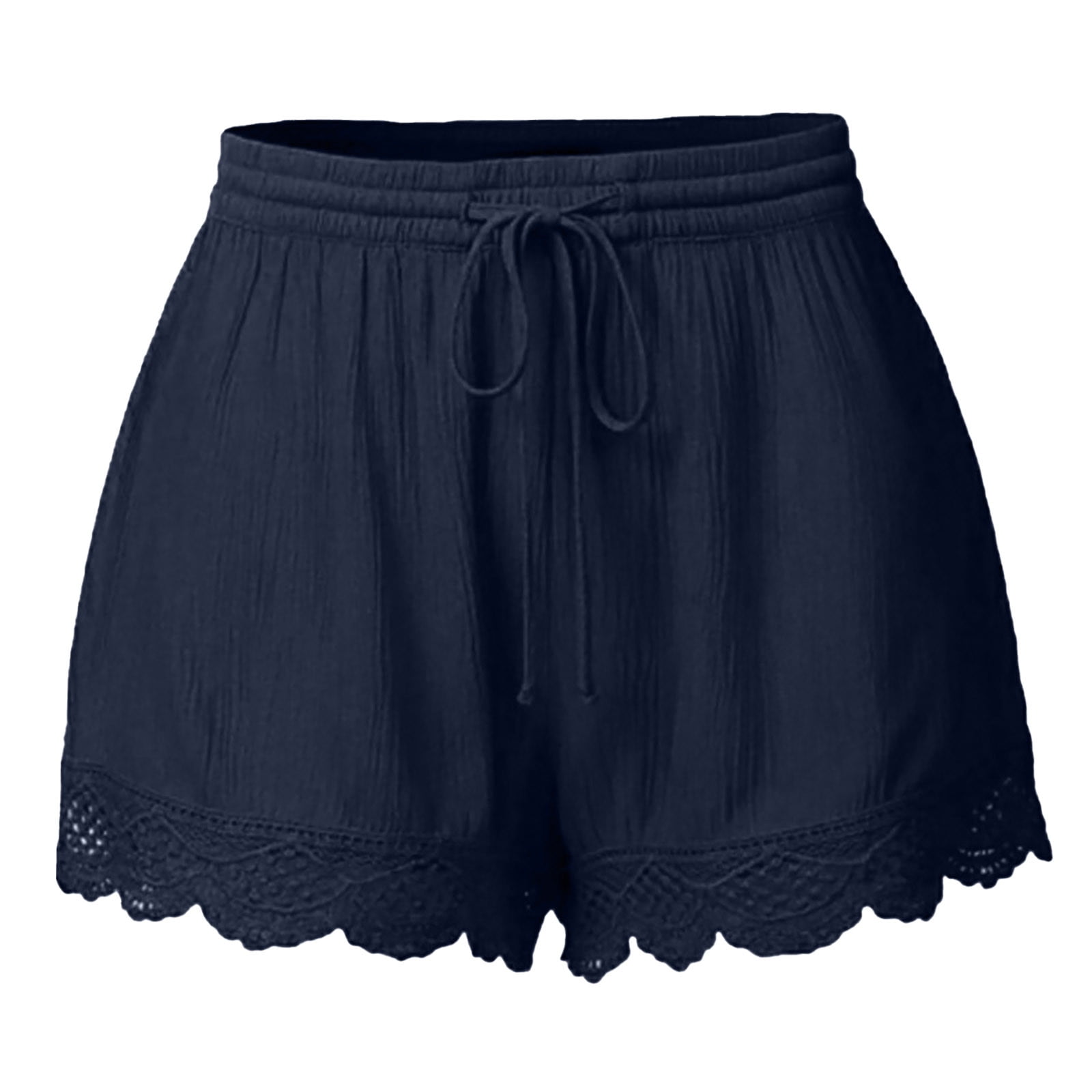 amkenre Summer Shorts for Women Plus Size Cotton Shorts Solid Lace ...