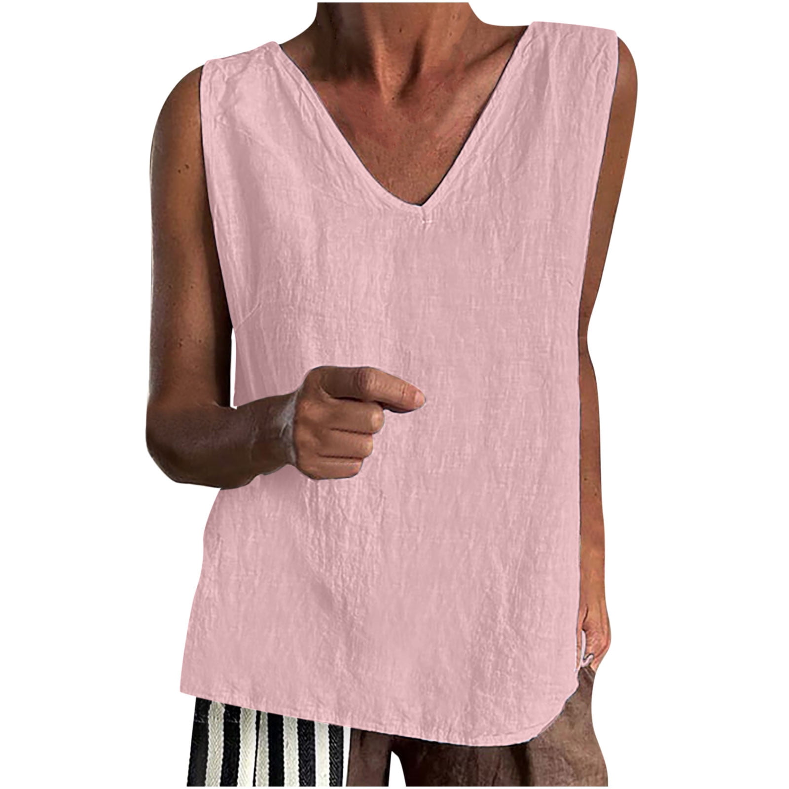 amkenre Summer Tank Tops for Women 2024 V-Neck Sleeveless Off Shoulder ...