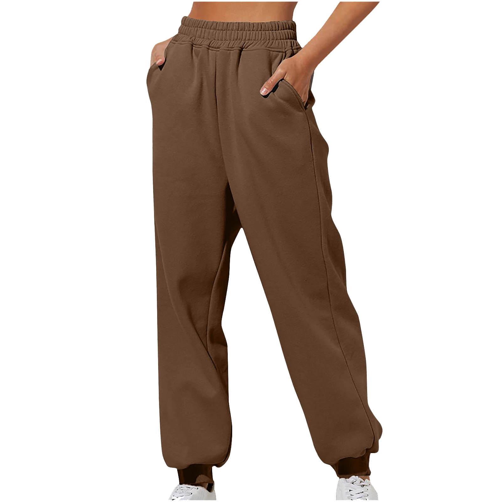 amkenre Sweatpants Women Athletic Elastic Waist Cropped Outdoor Hiking ...
