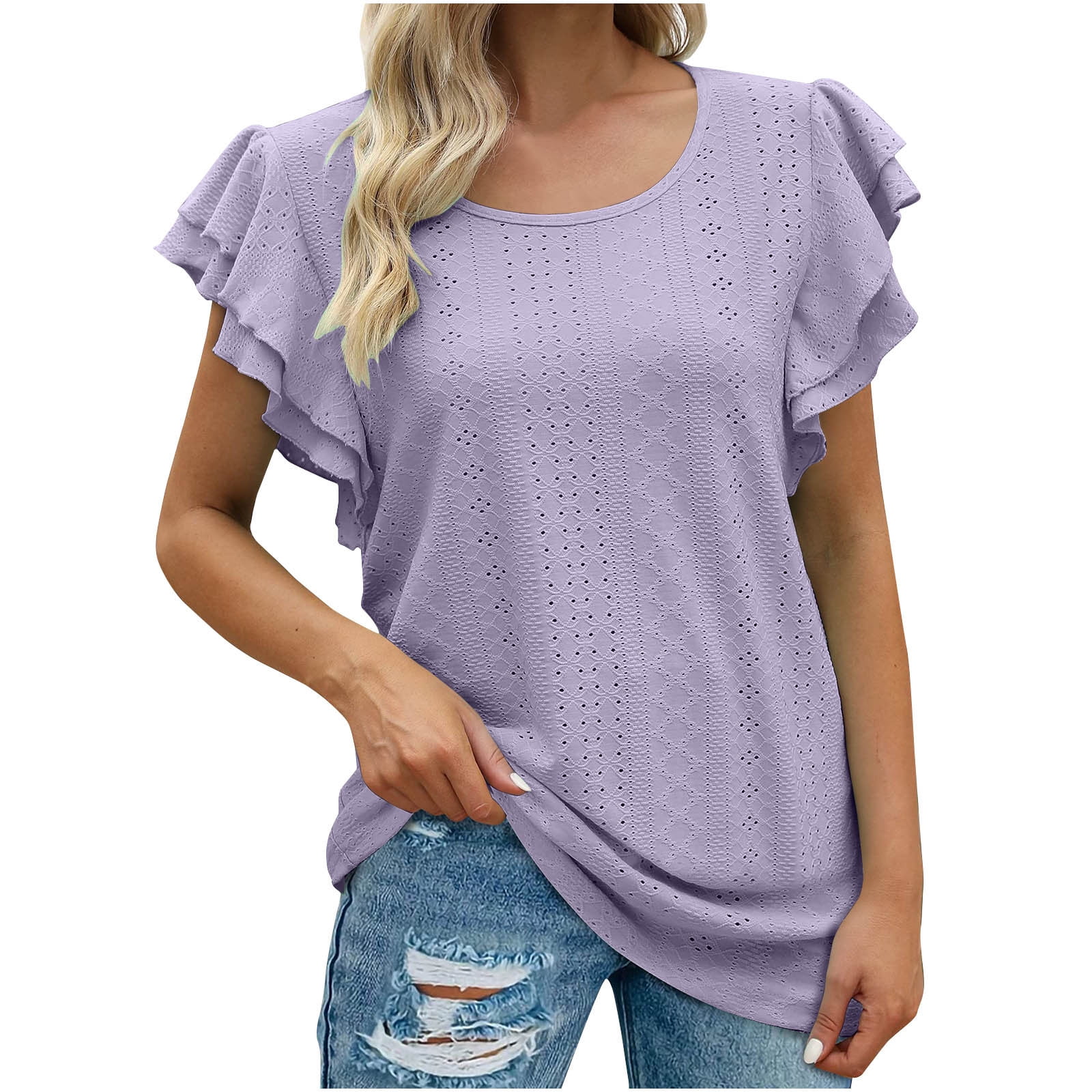 amkenre Tops for Women Trendy Ladies Tshirt 2025 Elegant Round Neck ...