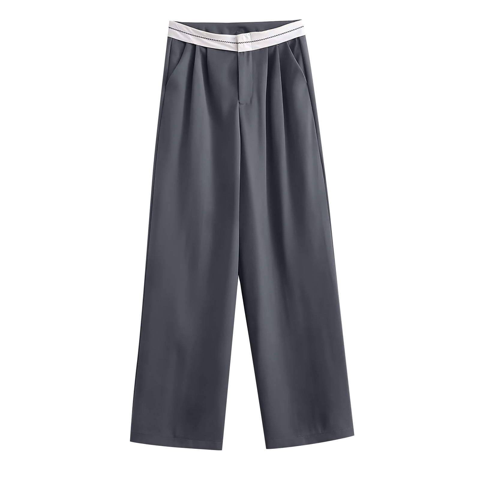 amkenre Woman Wide Leg Pants Women's Summer Elastic Waist Color Wide ...