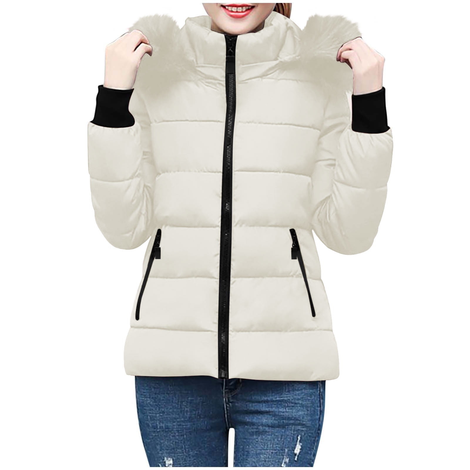 amkenre Women's Thicken Sherpa Winter Coat Puffy Warm Snow Jacket with ...