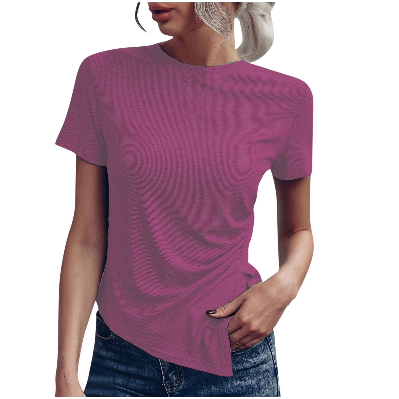 amkenre Womens Summer Tops Casual Loose Fit Cotton Linen Shirt ...