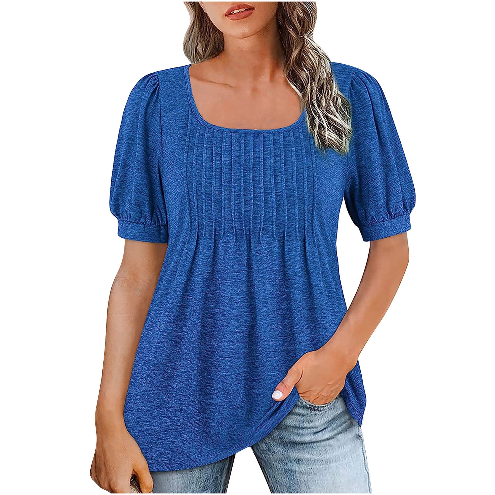 amkenre Womens Summer Tops Oversized Loose Fit Dressy Casual Shirt ...