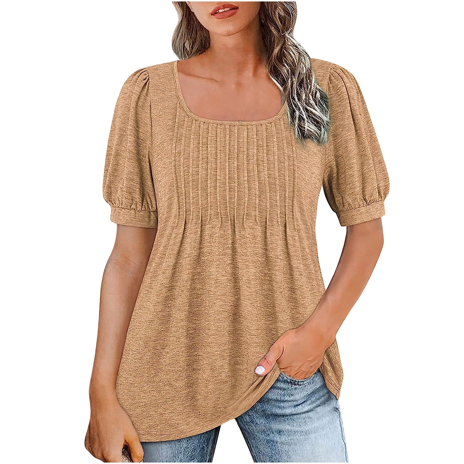 amkenre Womens Summer Tops Oversized Loose Fit Dressy Casual Shirt ...