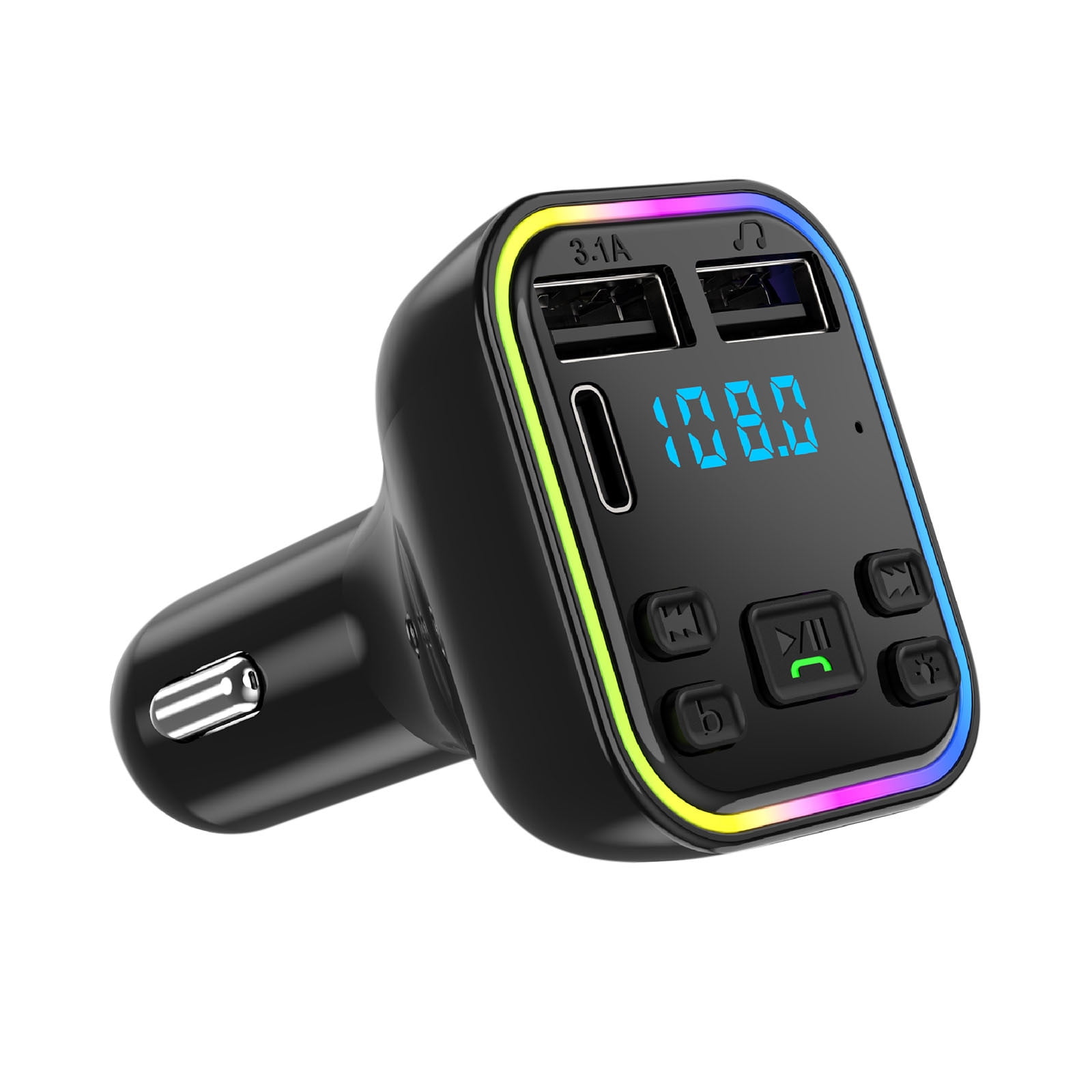 SHANGSHAN Car Bluetooth 5.0 FM Transmitter, Handsfree Adapter, Dual USB ...