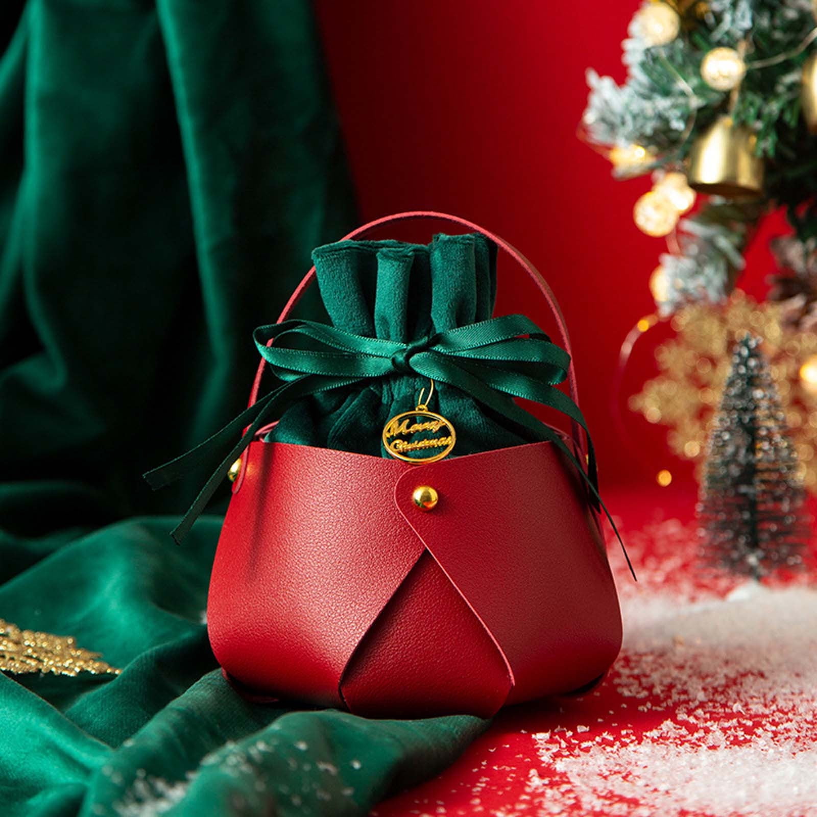 amlbb Christmas Drawstring Gift Bags Christmas Bags Leather Tote Bucket ...