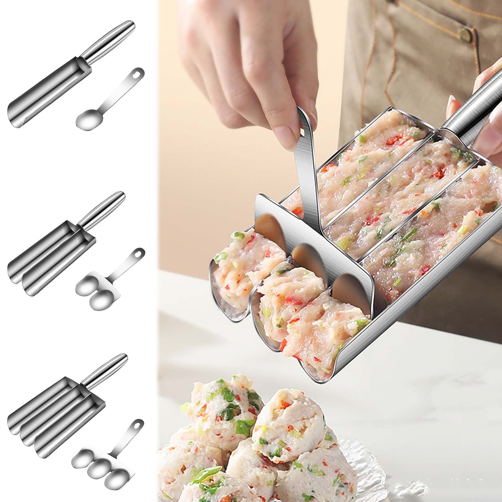amlbb Kitchen Gadgets Household Stainless Steel Meatball Maker Shrimp ...