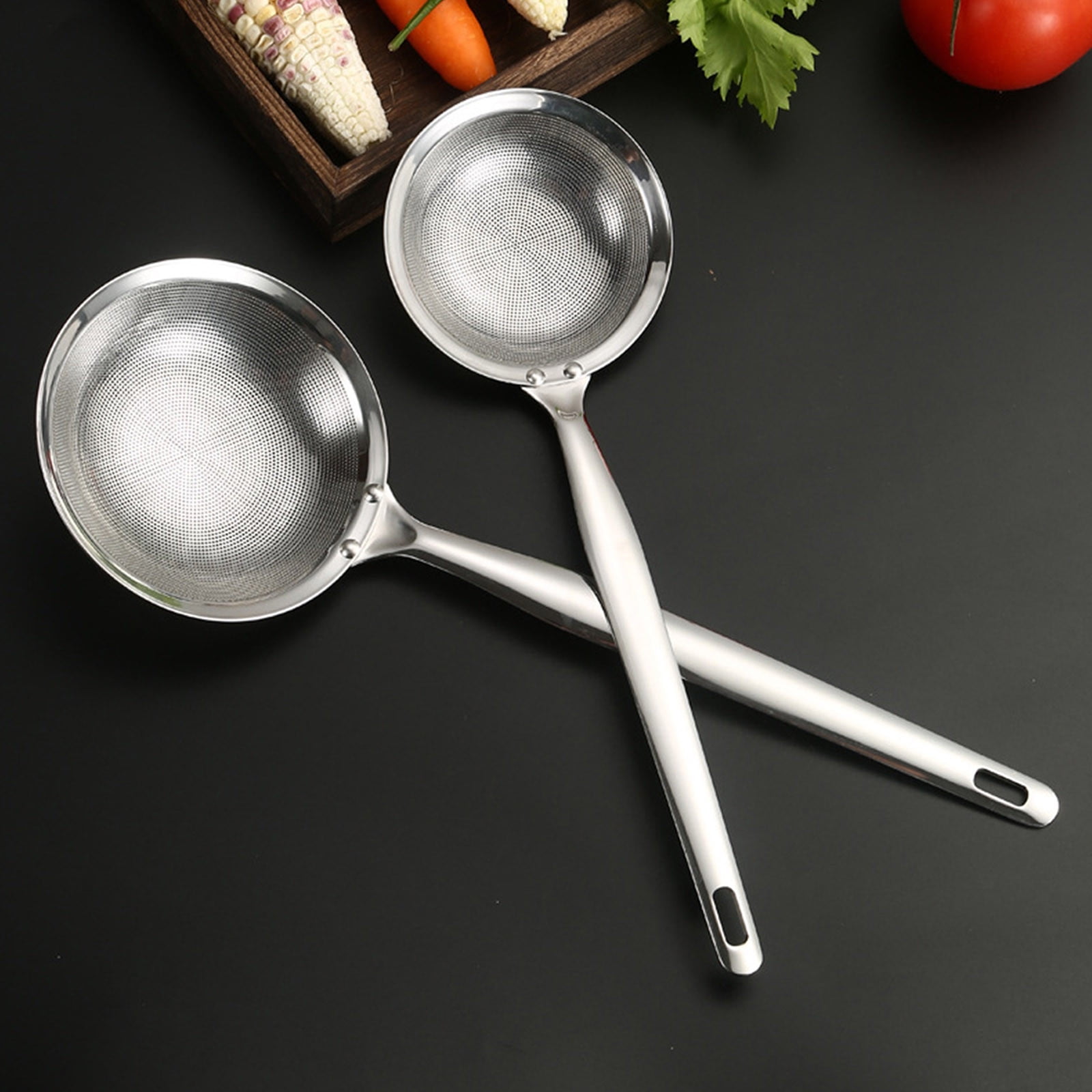 amlbb Stainless Steel Oil Colander Spoon Multi-functional Filter Spoon ...