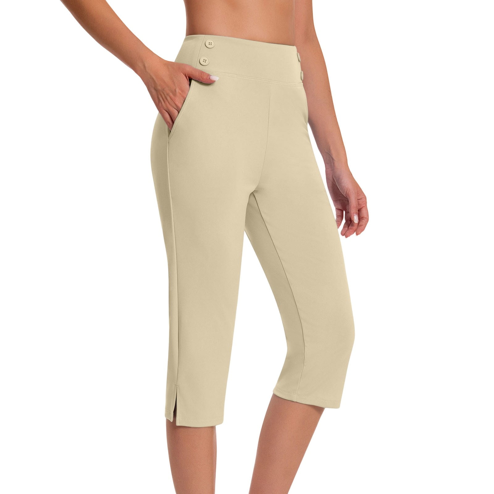 amlbb Dressy Capri Pants for Women Plus Size High Waist Stretch Womens ...