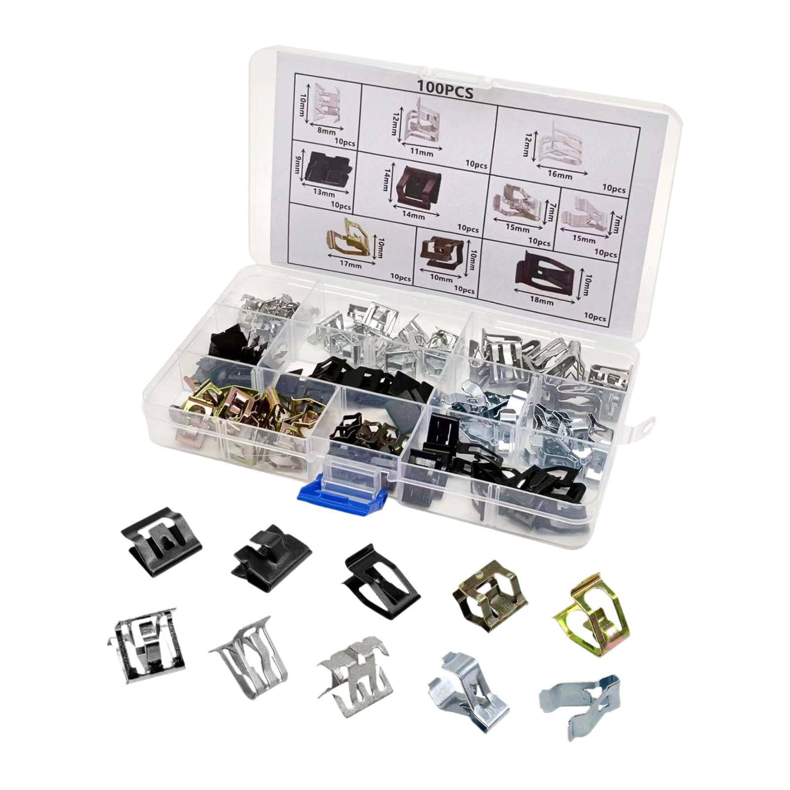 amleso 100 Pieces Metal Trim Panel Spring Clip Car Trim Moulding Clip ...