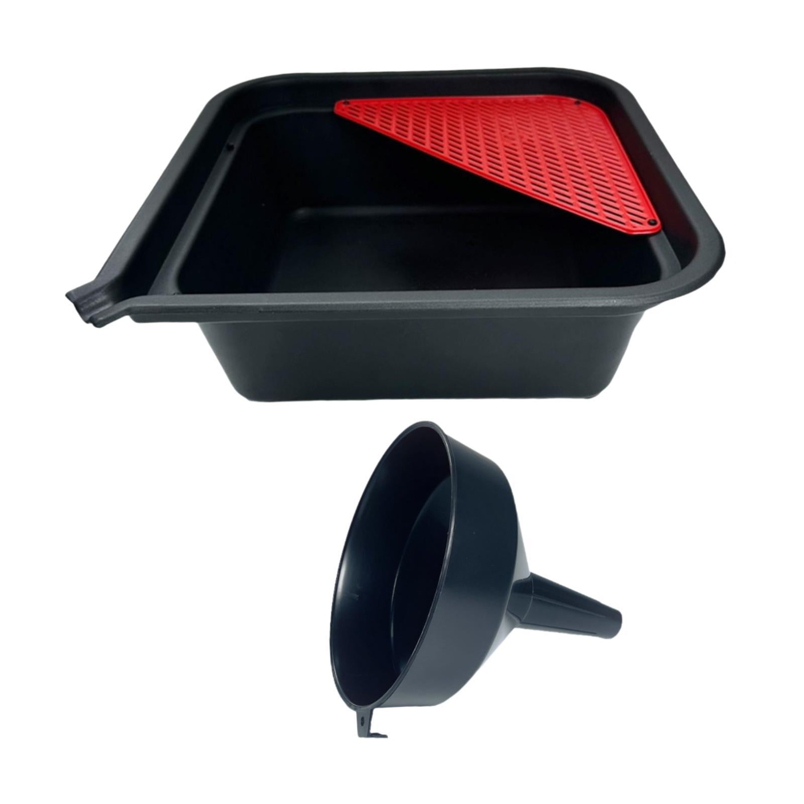 amleso 9 Liters Car Oil Drain Pan and Funnel Professional 36.5x36.5x12 ...