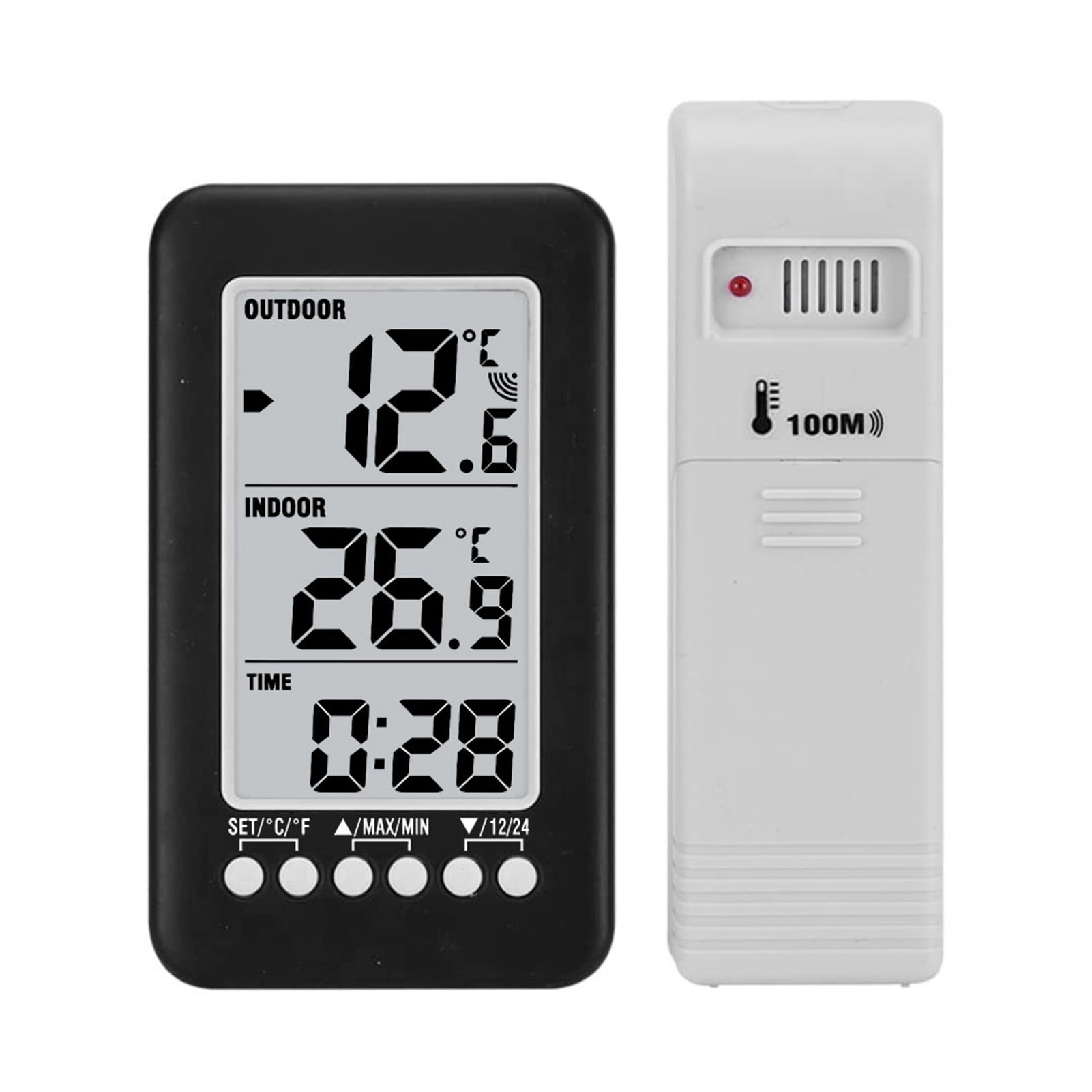 ammoon Digital Wireless Thermometer Clock Hygrothermograph, LCD ...