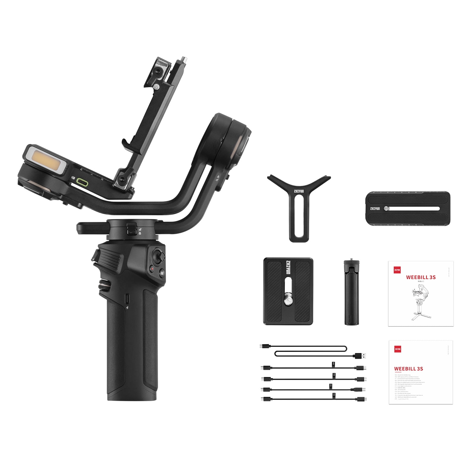 ammoon WEEBILL 3S Handheld Camera Gimbal Stabilizer, Quick Release, Built in Fill Light, PD Fast ...