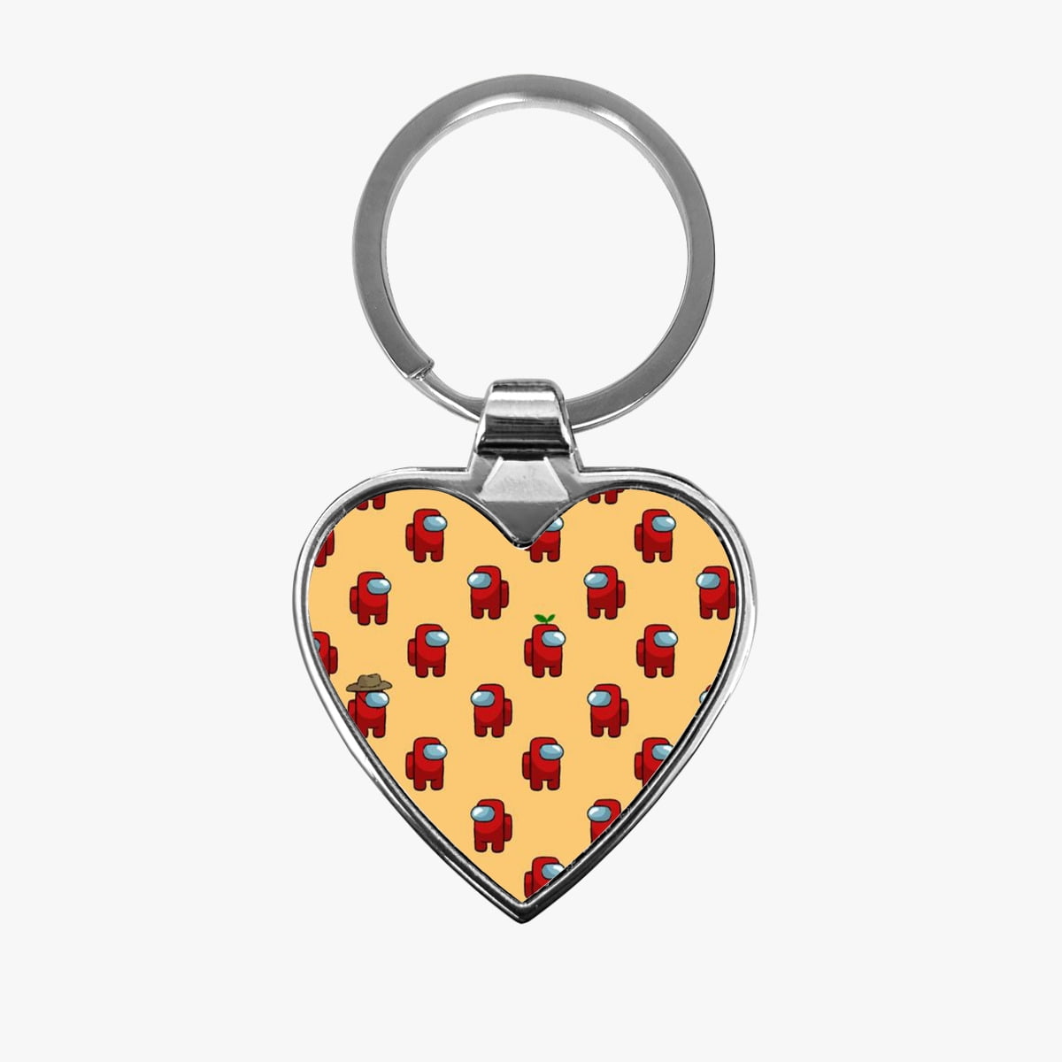 among us Heart-shaped keychain anime cartoon stainless steel keychain ...