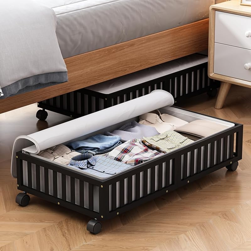 amoo Under ed Storage Containers with Wheels, 2 Pack Under the ed Shoe ...