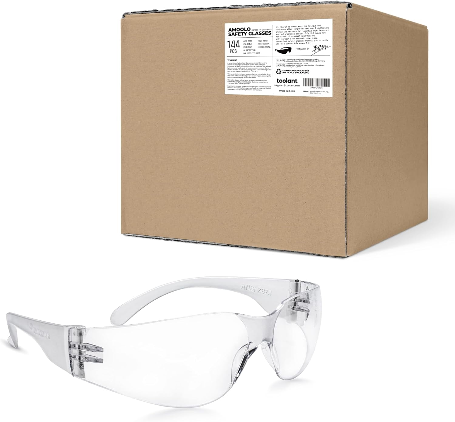 amoolo Safety Glasses for Men Bulk of 24, Protective Eyewear for Men ...