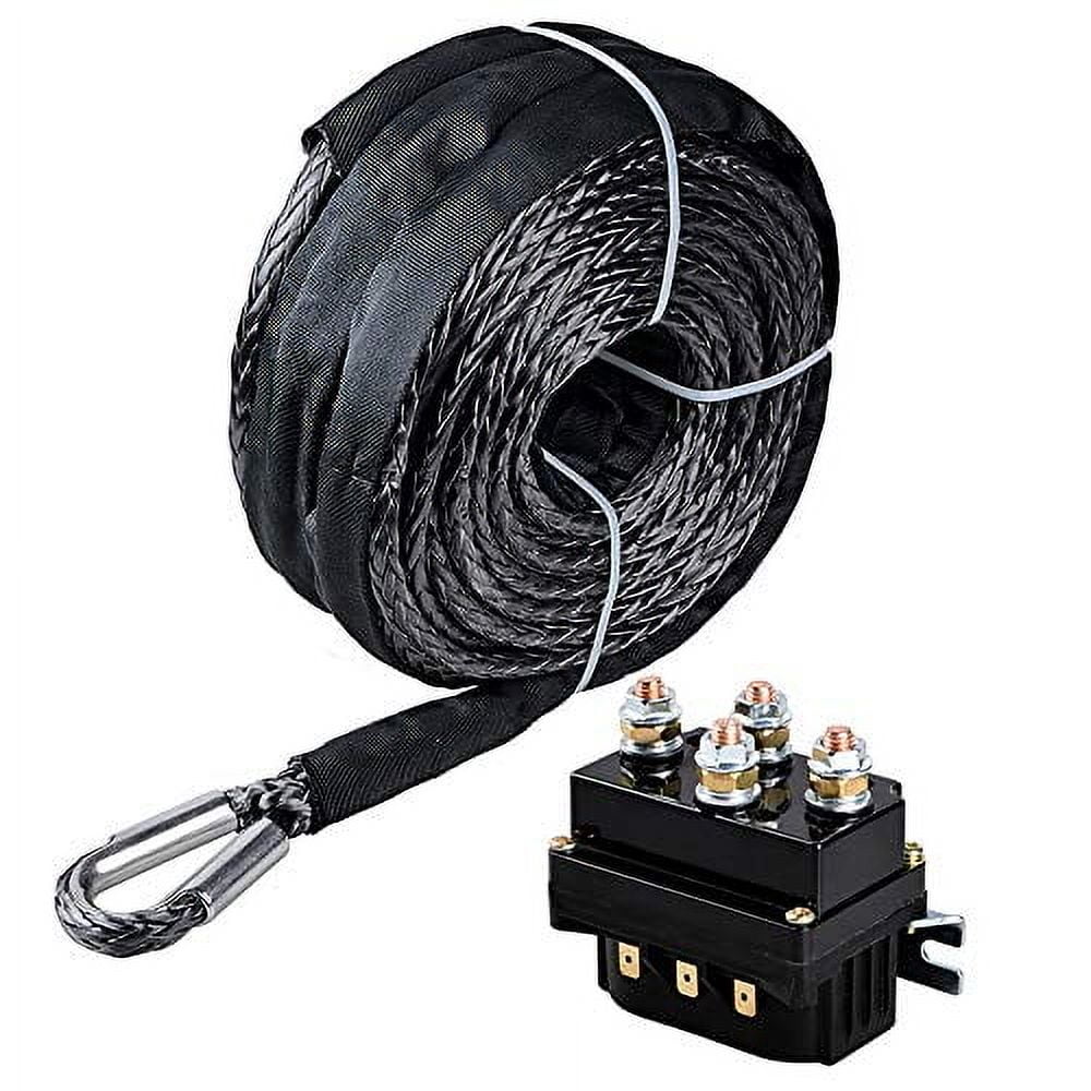 amopacorp 3/8 inch x 95 feet Gray Synthetic Winch Rope Line Cable Rock ...