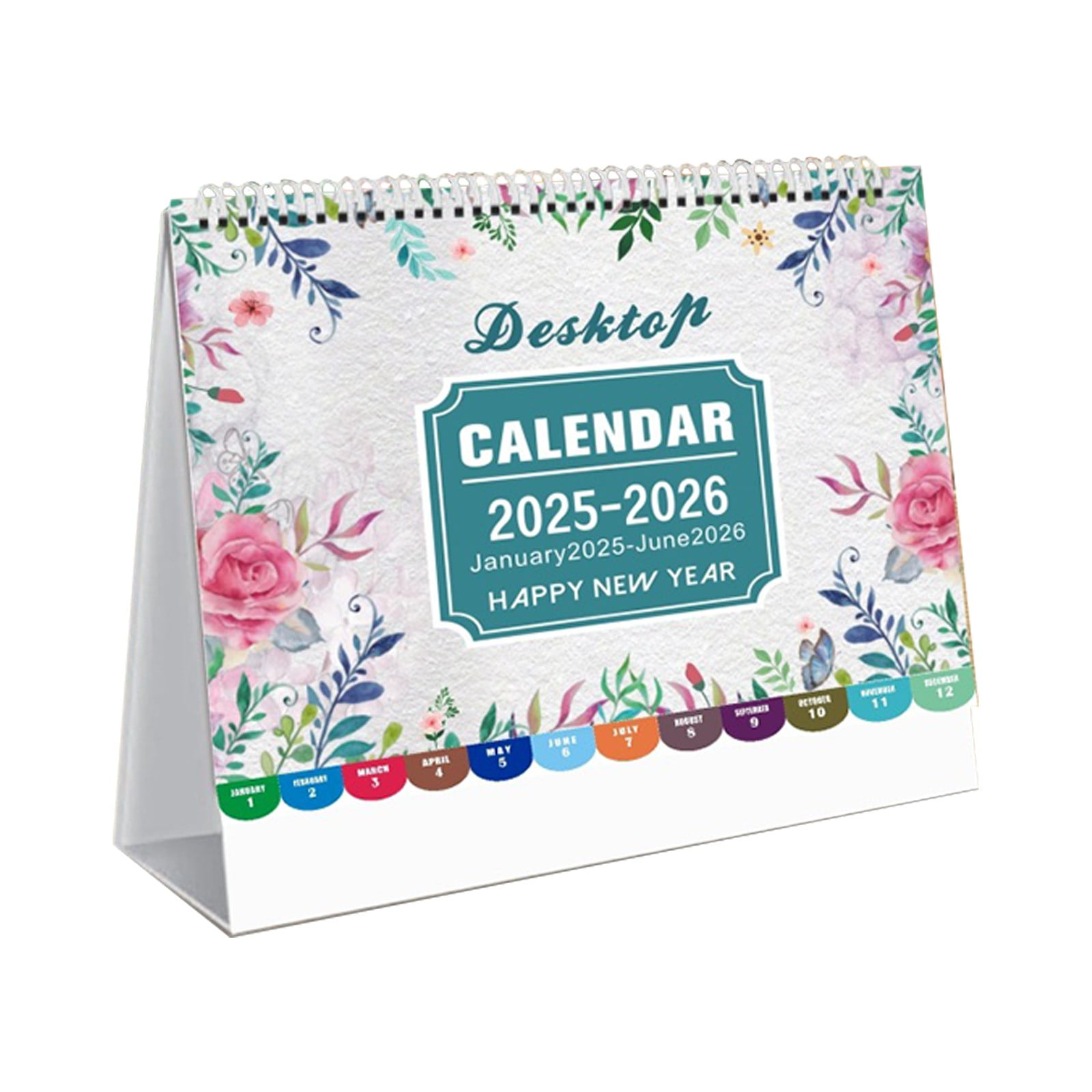 amousa Gold Coils Binding Calendar - Small Desk Calendar with Floral ...