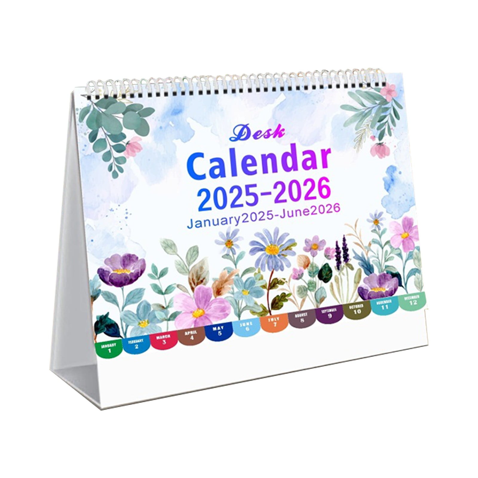 amousa Gold Coils Binding Calendar - Small Desk Calendar with Floral ...