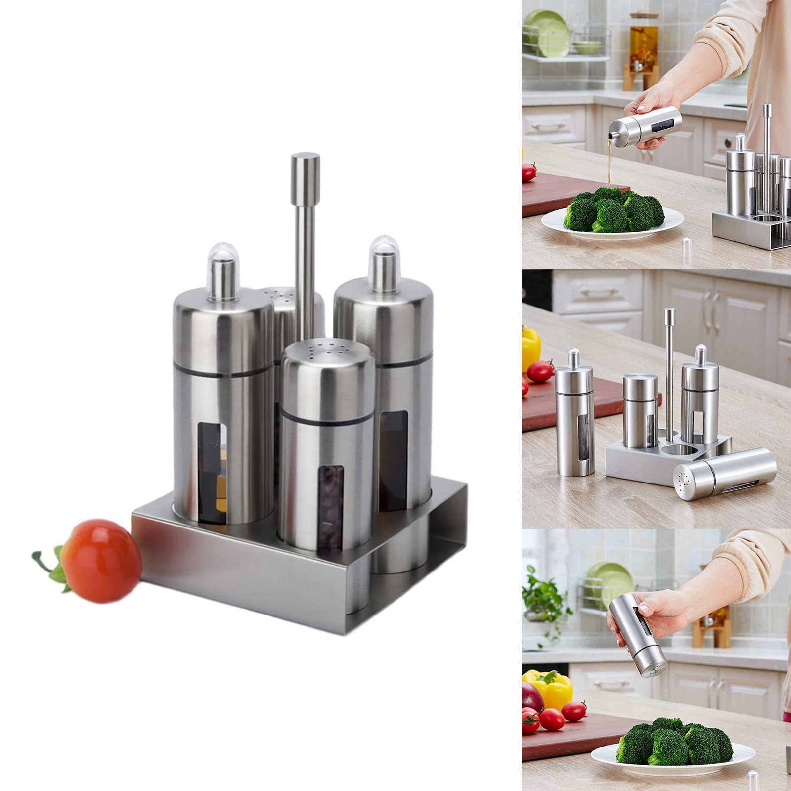 amousa Stainless Steel And Acrylic Oil And Vinegar Dispenser Bottles ...